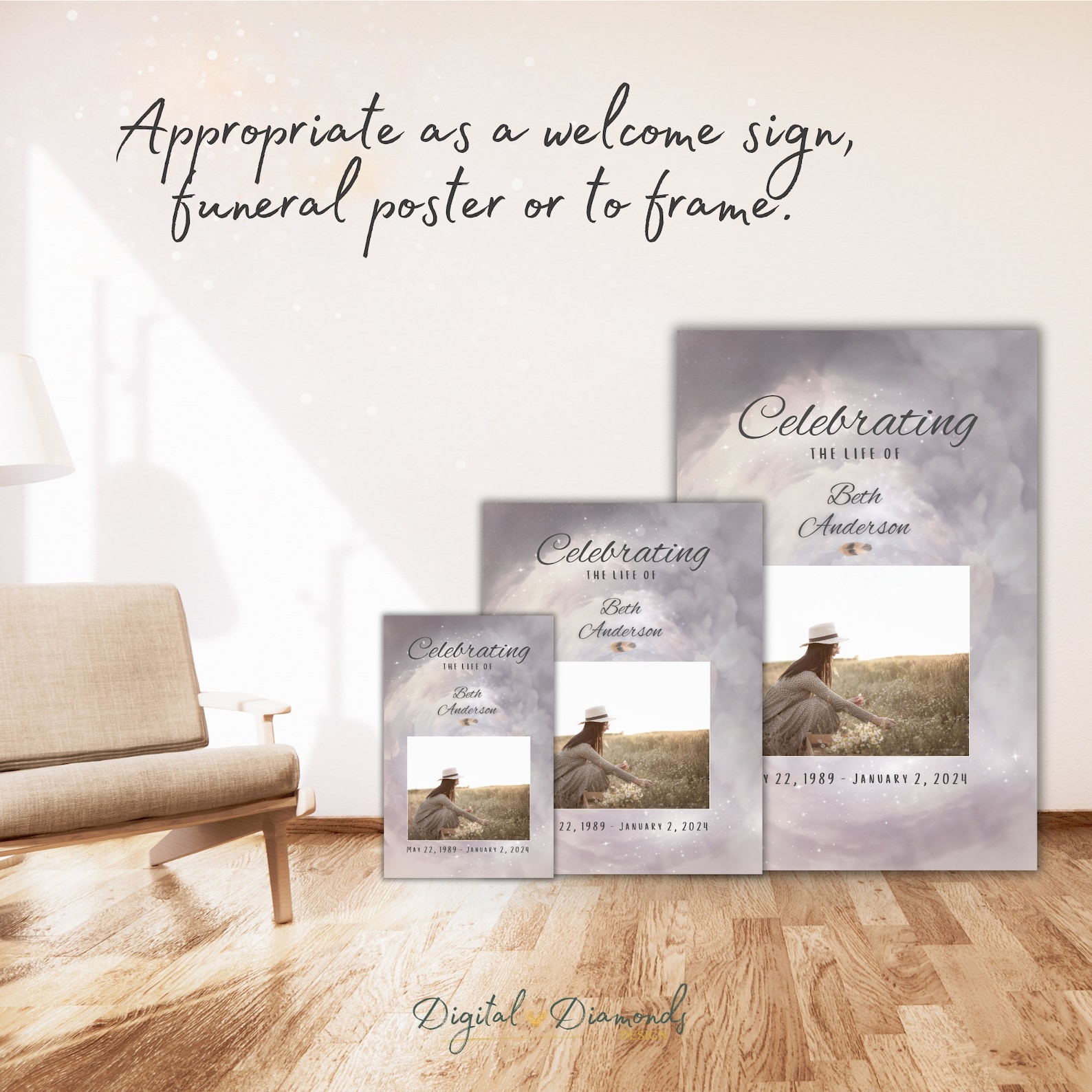 Funeral Poster Template Memorial Poster for a Funeral Service Available ...