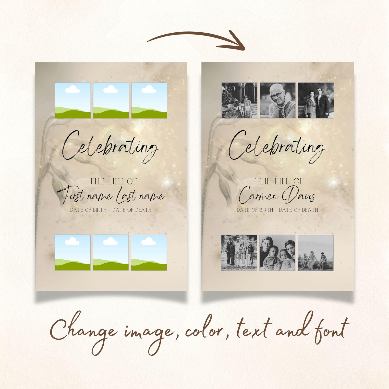 Funeral Collage Template | Memorial Photo Collage | Available in Three ...