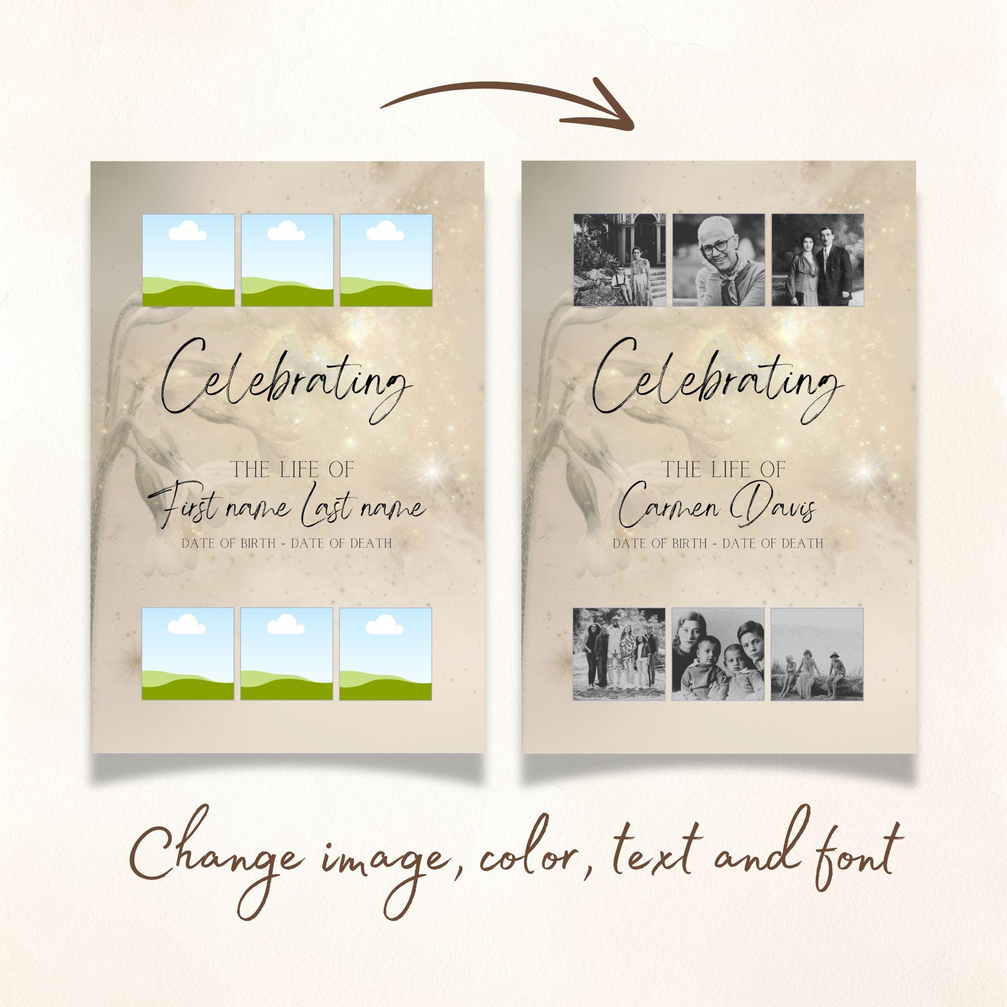 Funeral Collage Template Memorial Photo Collage Available in Three ...