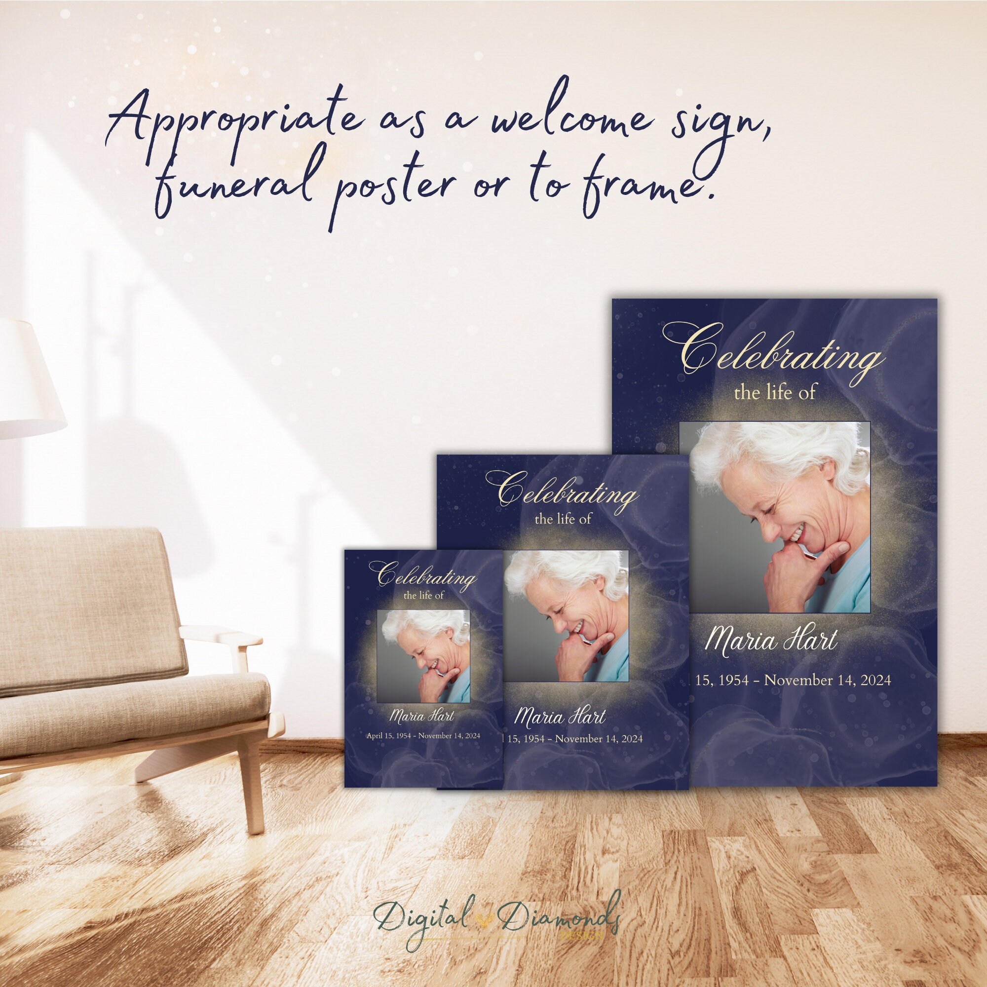 Memorial Board in Three Sizes, Funeral Poster, Sign Template for Your ...