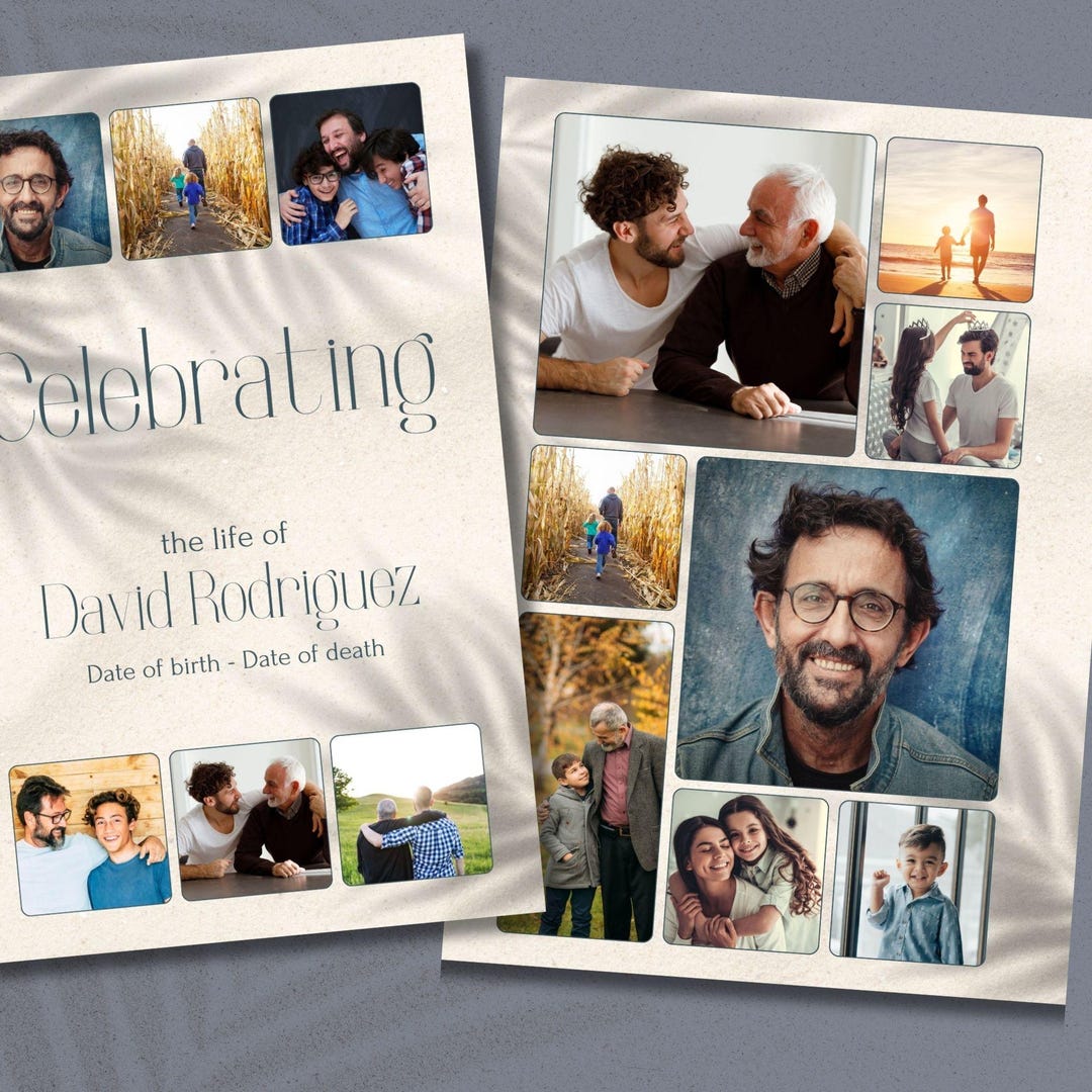 Funeral Collage Template | Memorial Photo Template | Available in Three ...