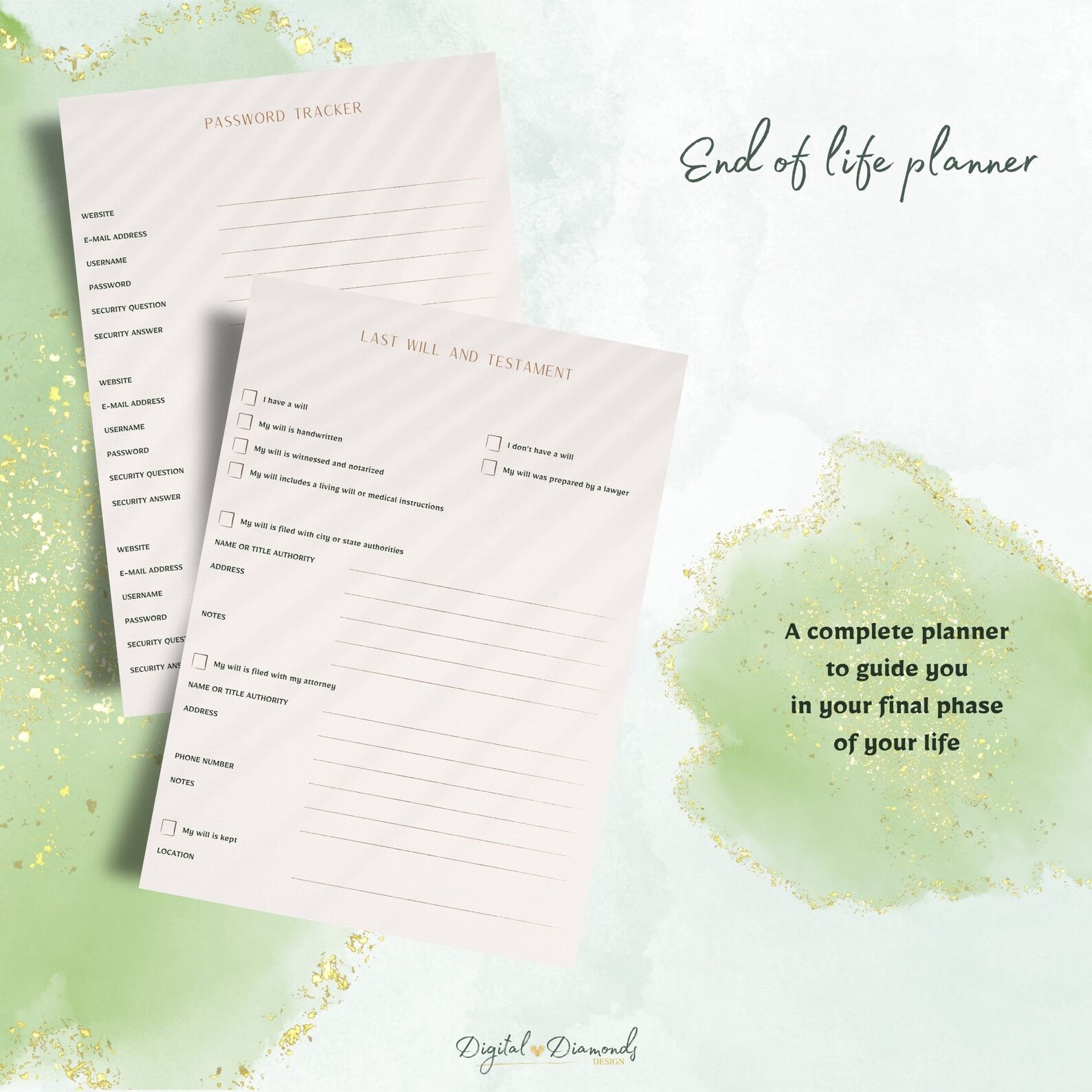 End of Life Planner, 54 Pages Editable Planning of Your Funeral ...