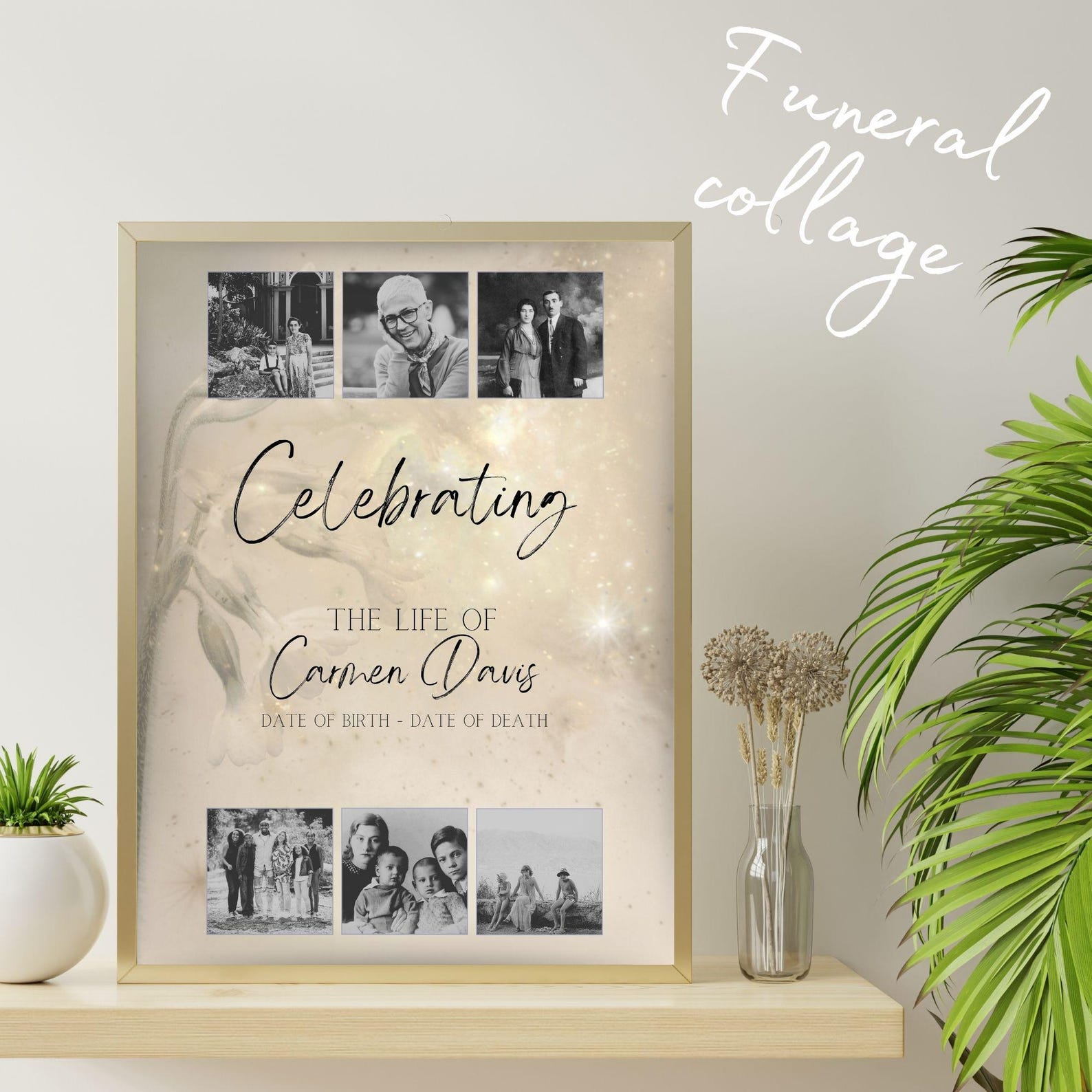 Funeral Collage Template | Memorial Photo Collage | Available in Three ...