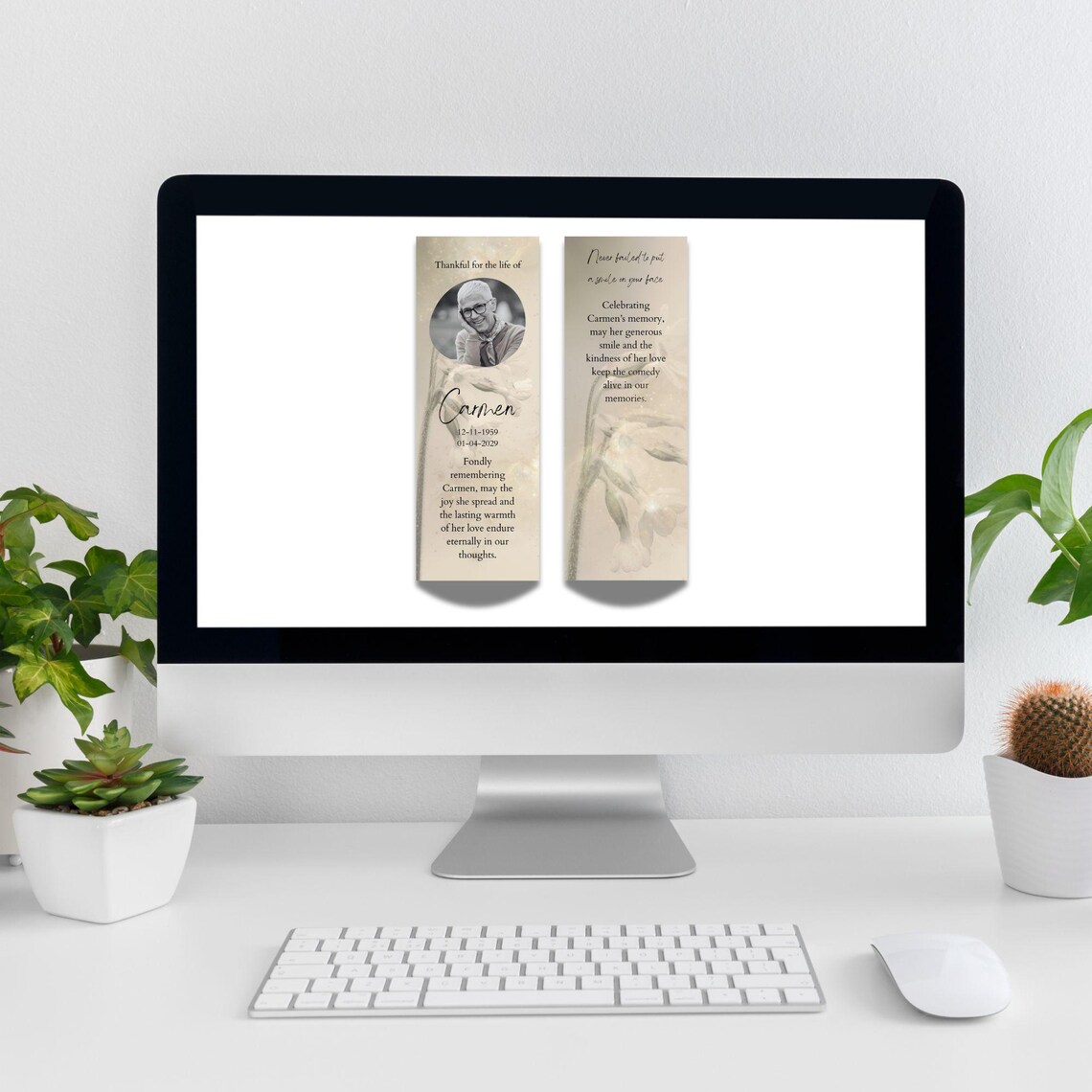Printable Funeral Bookmark | Funeral Bookmark Template | Editable in ...