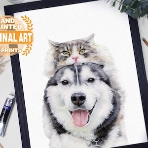 Custom Watercolor Portraits,using Pet Photo,personalized Digital Dog Portraits,cat Portraits ...