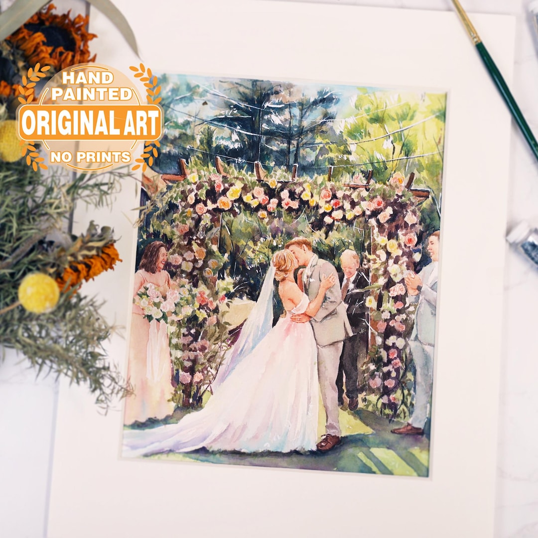 100% Hand-painted Painting,watercolor Couple Portrait From Photo ...