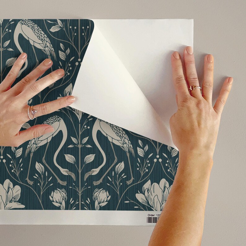 Flamingo and Magnolia Flower Wallpaper I Art Nouveau Trellis Designer ...