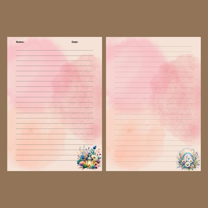 Printable Stationery Set Pink Rainbow Writing Paper A4 & Letter Size ...