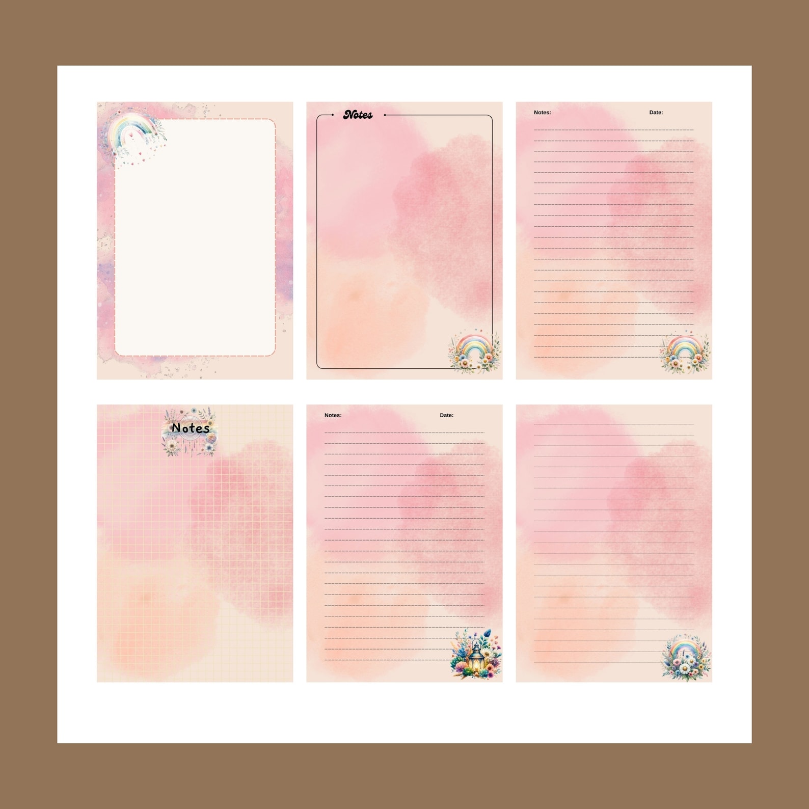 Printable Stationery Set Pink Rainbow Writing Paper A4 & Letter Size ...