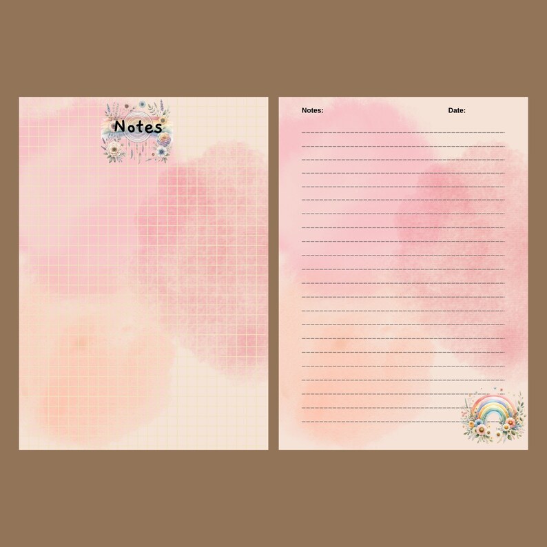 Printable Stationery Set Pink Rainbow Writing Paper A4 & Letter Size ...