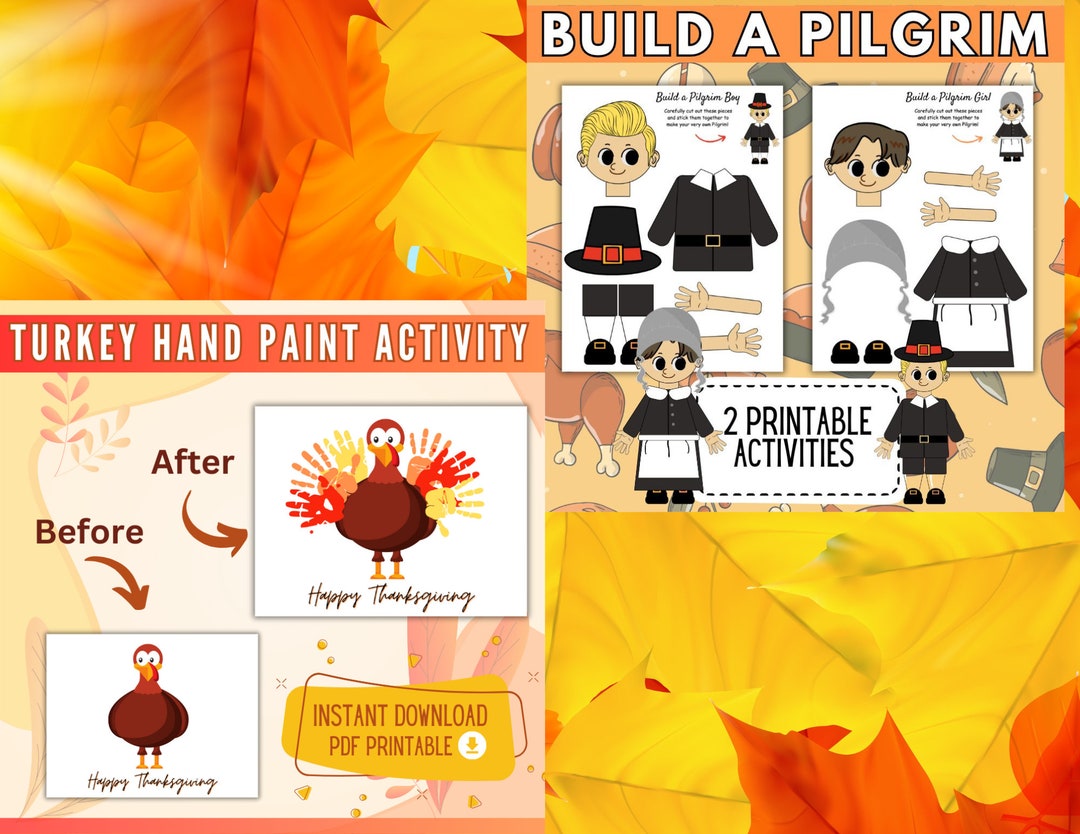 Thanksgiving Build a Turkey/pilgram Craft - Etsy