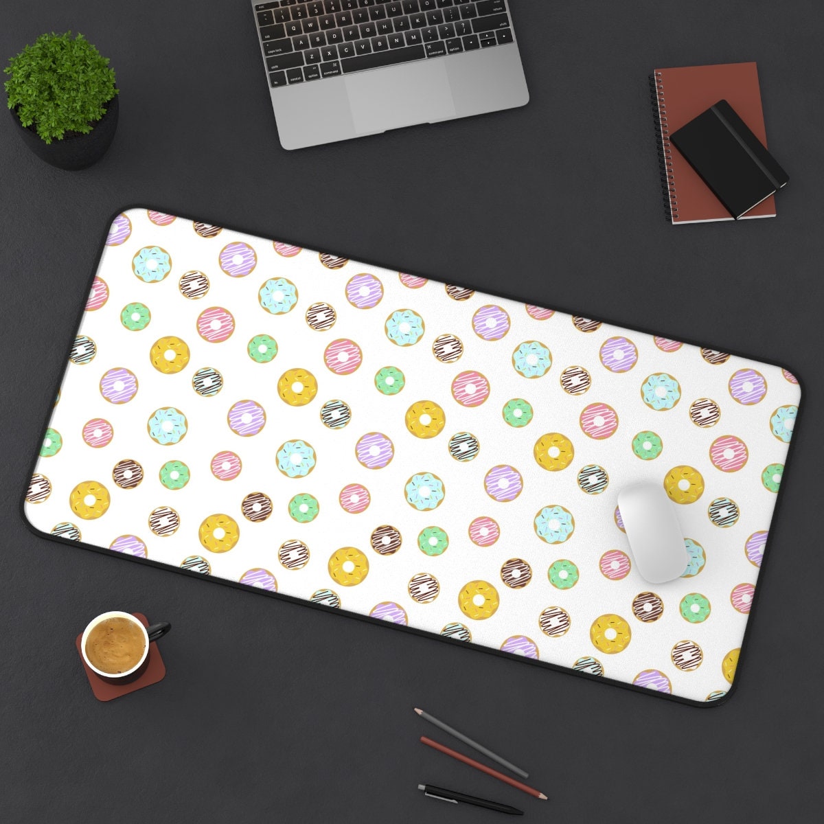 Sprinkle Donuts Desk Mat for Office Decor Colorful Pastel Desk Mat for ...