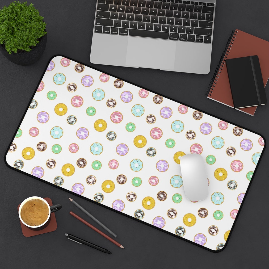Sprinkle Donuts Desk Mat for Office Decor Colorful Pastel Desk Mat for ...