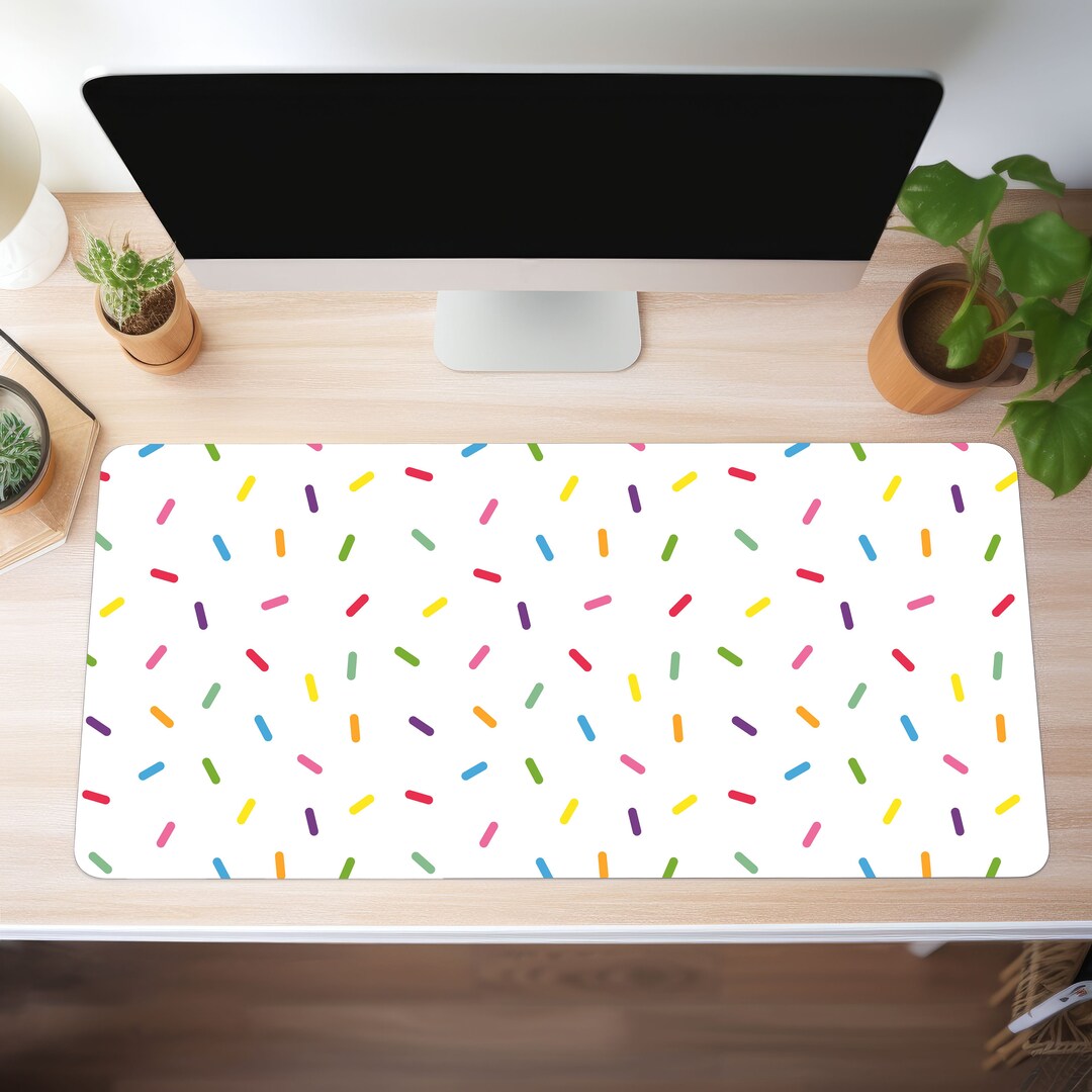 Pastel Sprinkles Desk Mat Pastel Colors Computer Mat for Office Cute ...