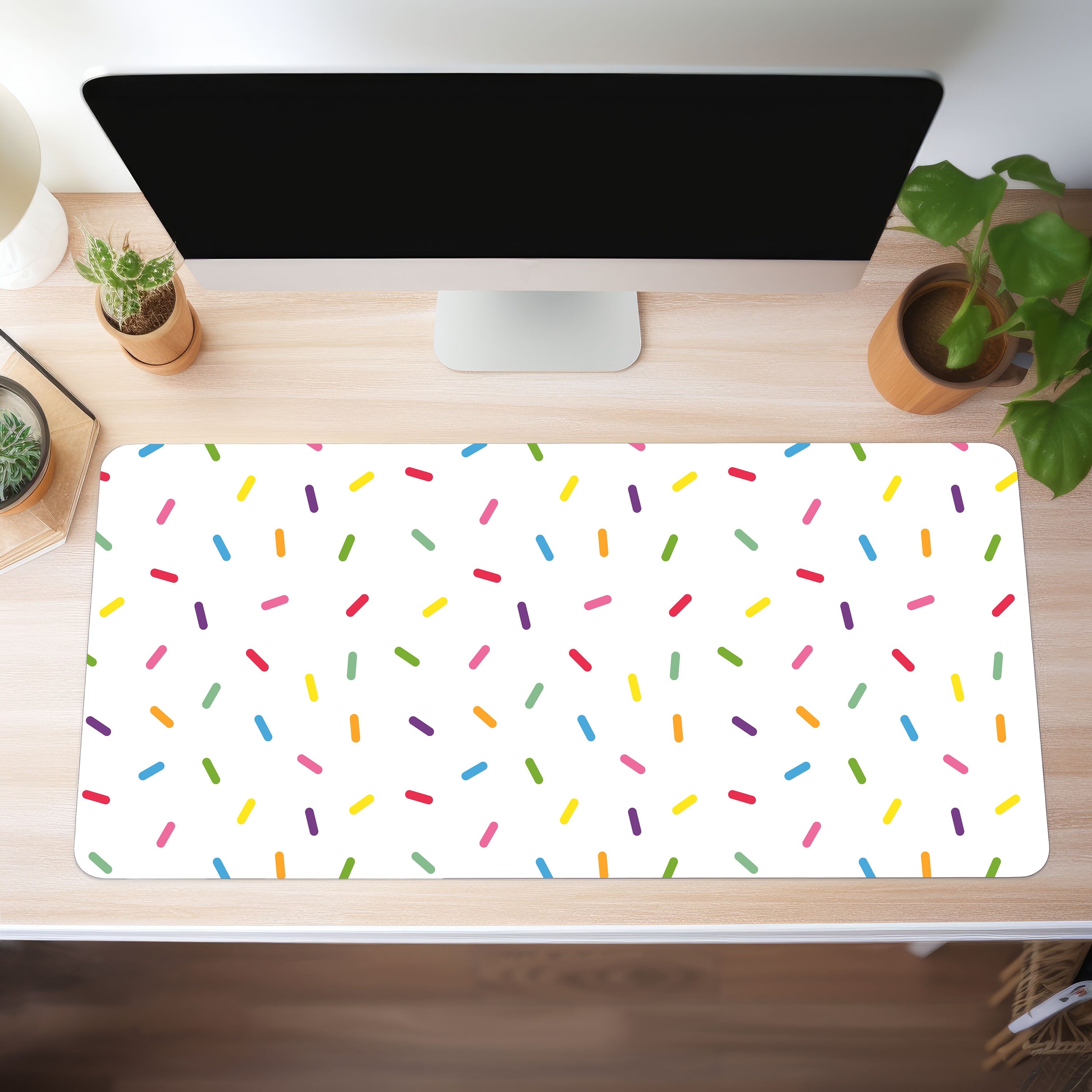 Pastel Sprinkles Desk Mat Pastel Colors Computer Mat for Office Cute ...