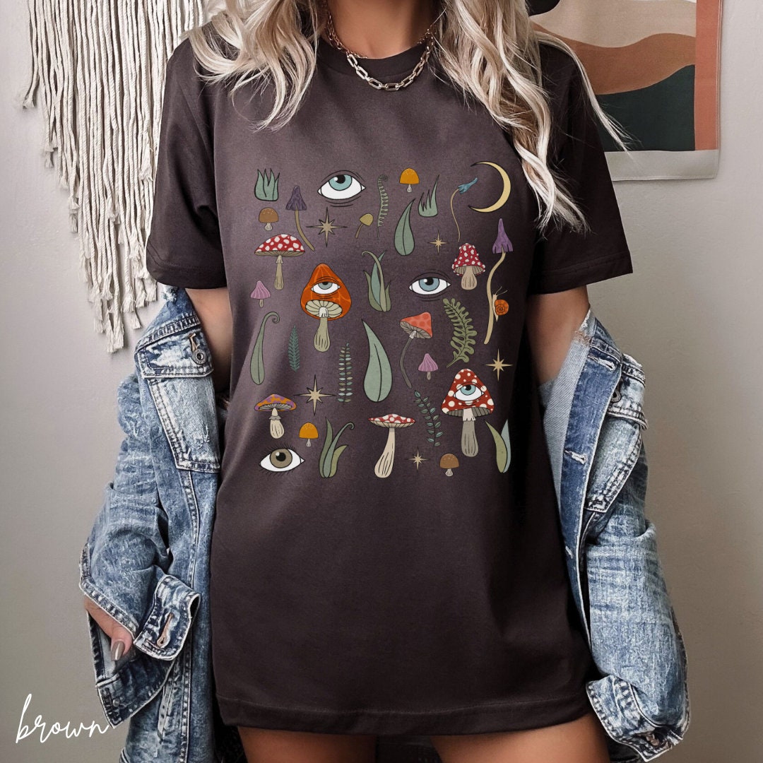 Mushroom Collage Cottagecore Aesthetic Shirt Forestcore Style Shirt ...