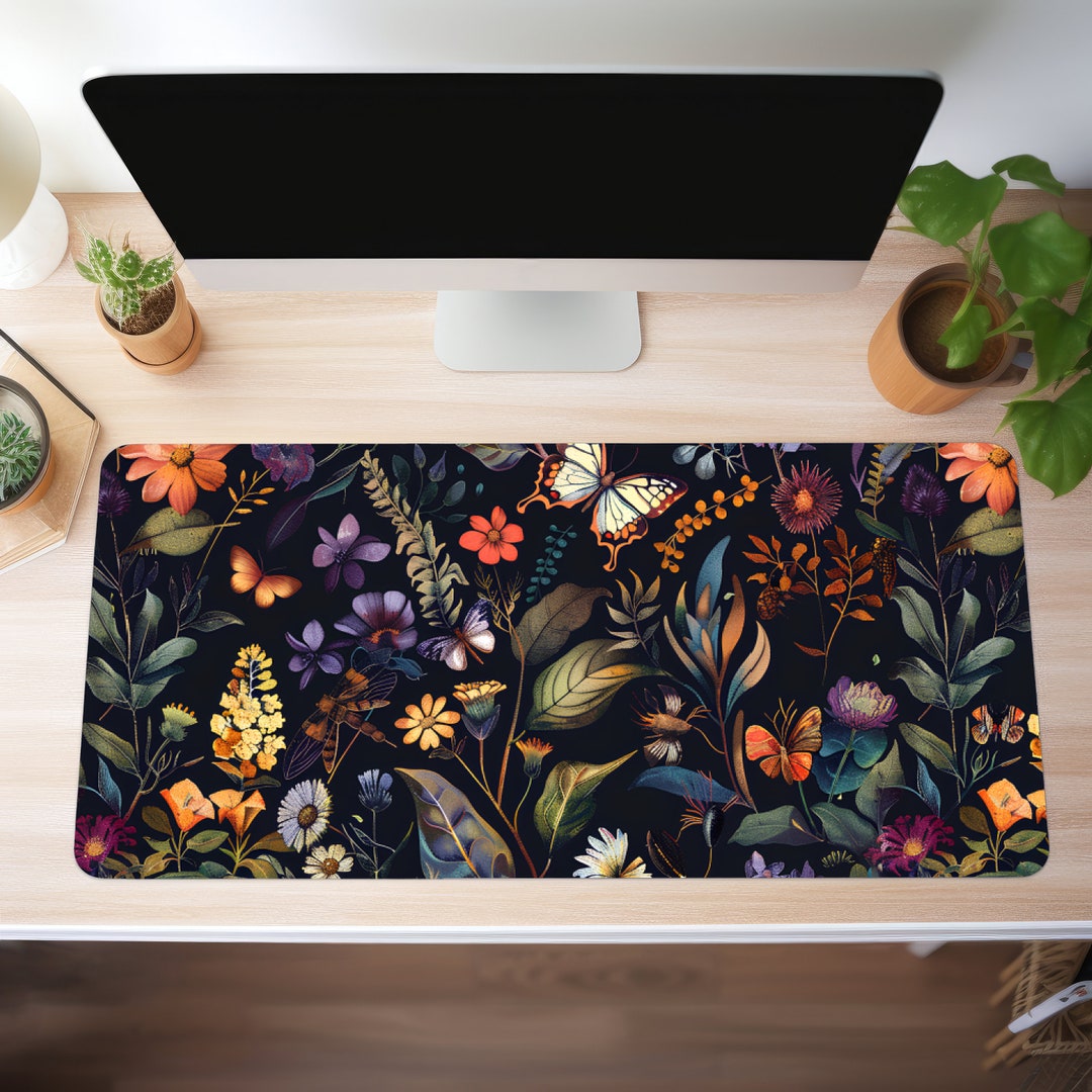 Floral Desk Mat Botanical Mouse Pad Vintage Desk Mat Wildflower ...