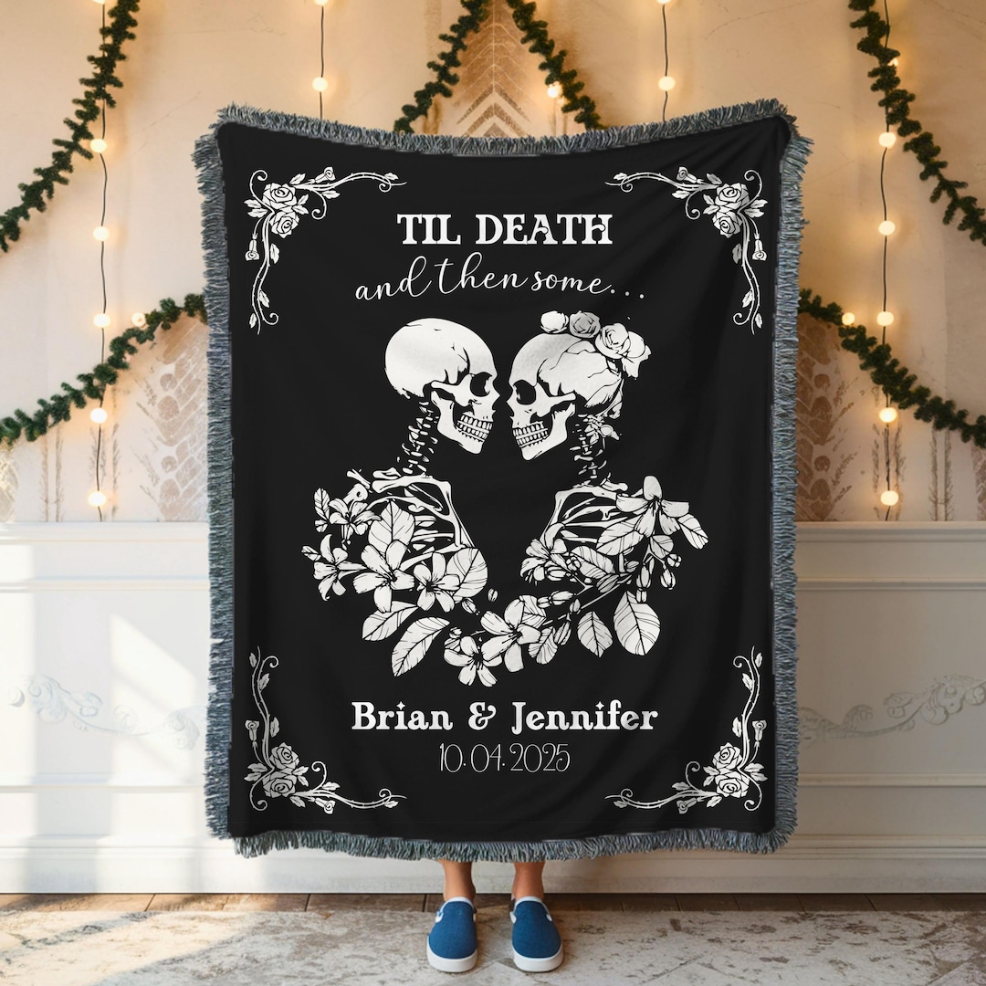 Til Death Blanket and Then Some Skeleton Woven Throw Unique Spooky ...