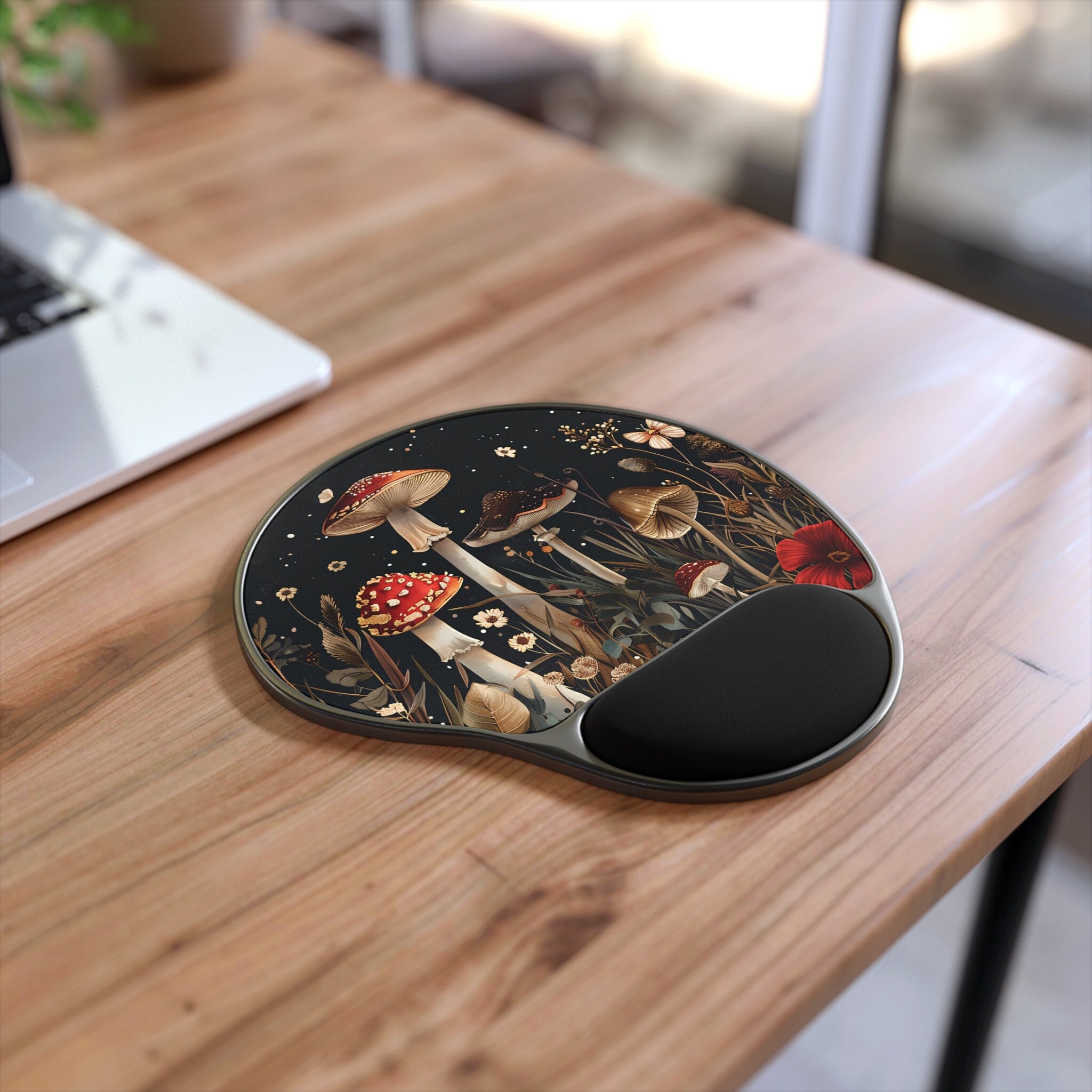 Mushroom Desk Mat Dark Nature Aesthetic Gaming Desk Mat for Nature ...