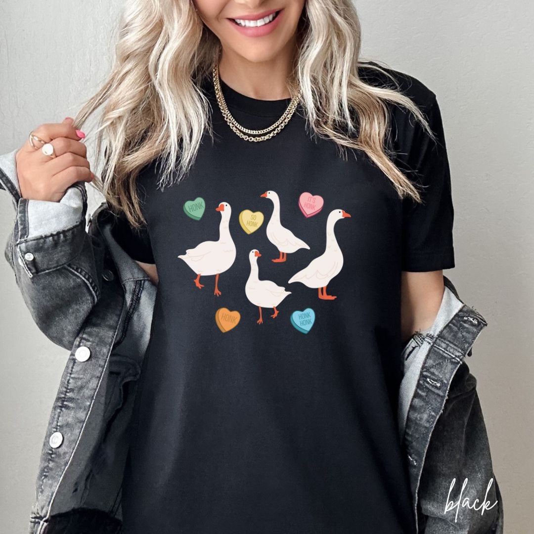 Silly Goose Valentine T-shirt Funny Candy Heart Saying Animal Valentine ...