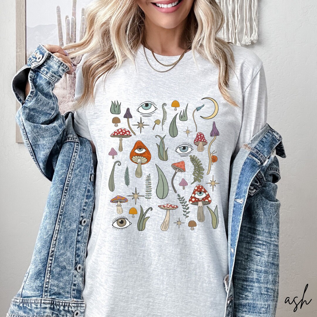 Mushroom Collage Cottagecore Aesthetic Shirt Forestcore Style Shirt ...