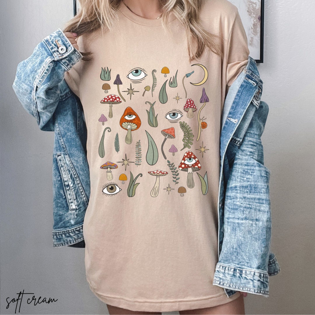 Mushroom Collage Cottagecore Aesthetic Shirt Forestcore Style Shirt ...