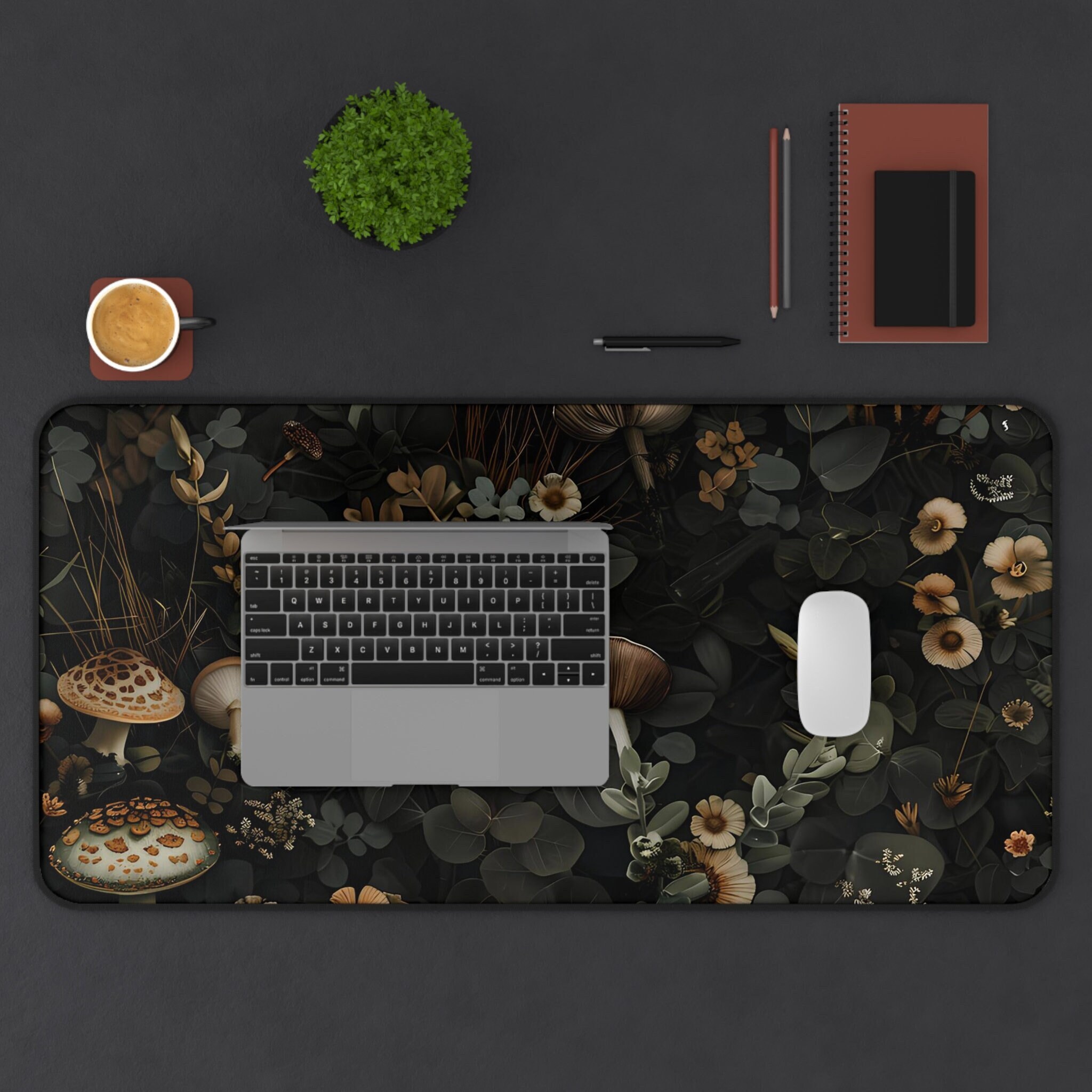 Dark Cottagecore Mat Floral Desk Mat Botanical Mouse Pad Vintage Desk ...