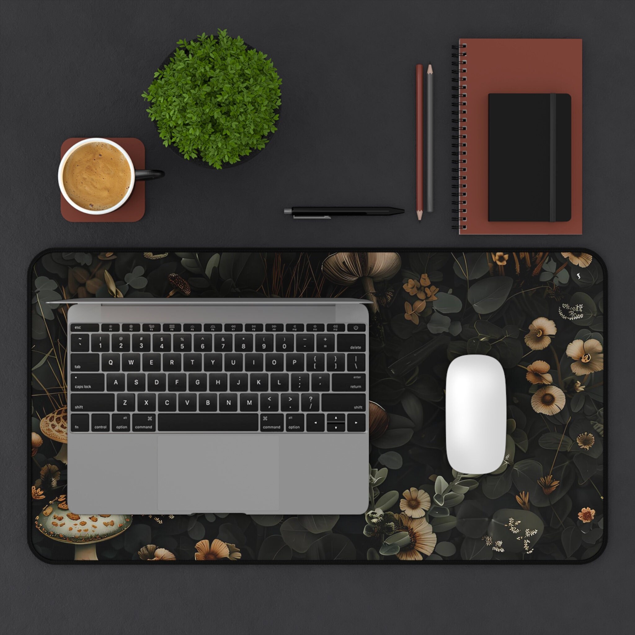 Dark Cottagecore Mat Floral Desk Mat Botanical Mouse Pad Vintage Desk ...