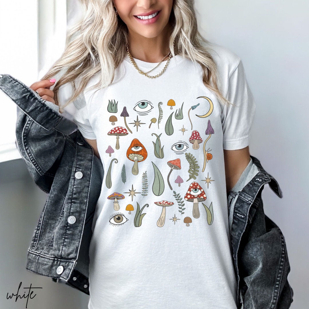 Mushroom Collage Cottagecore Aesthetic Shirt Forestcore Style Shirt ...