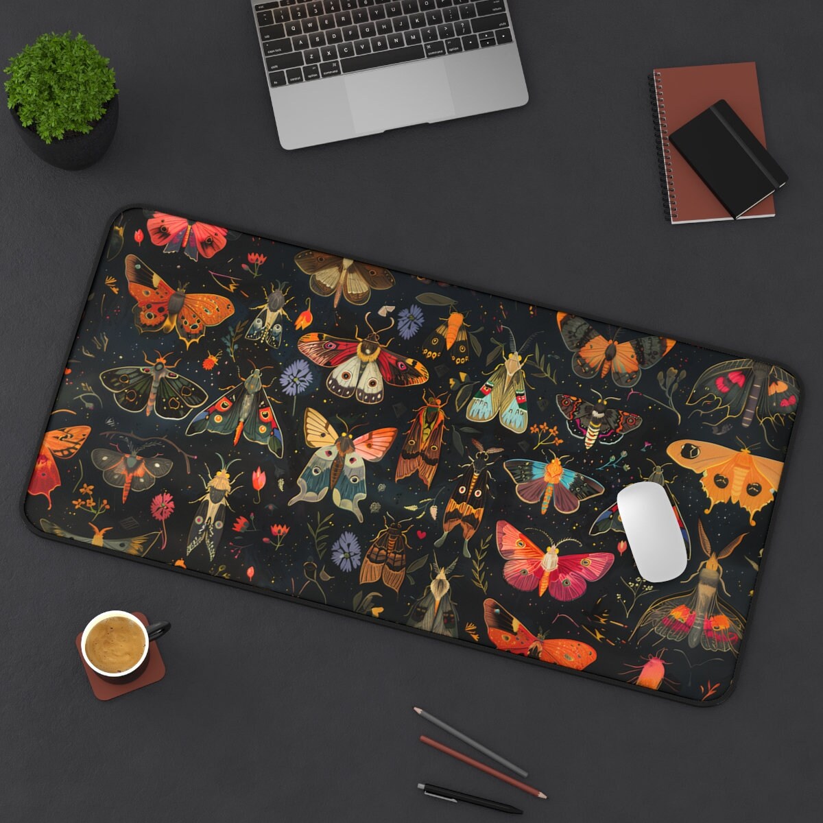Colorful Moth Desk Mat Nature Desk Decor XL Mousepad Forestcore Desk ...