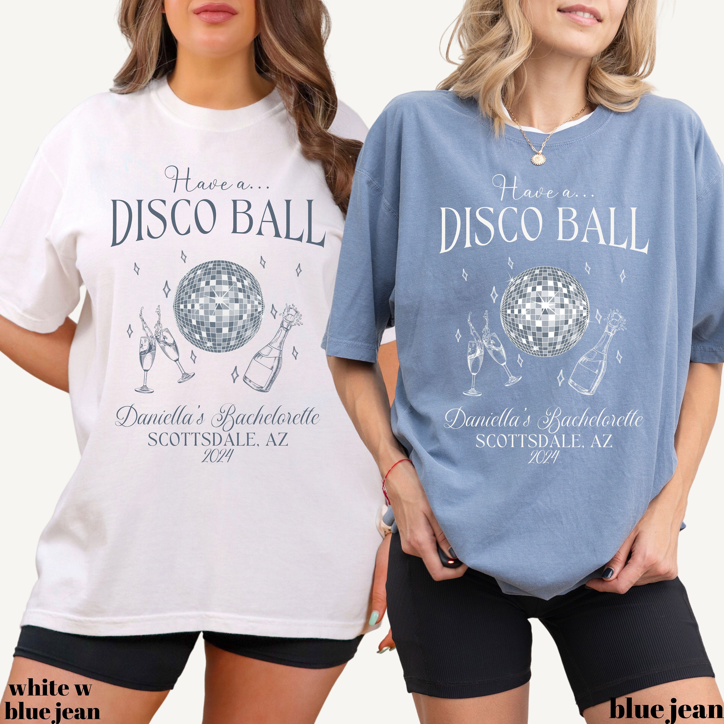 Disco Ball Party Theme Personalized Group Bachelorette Shirt Custom ...