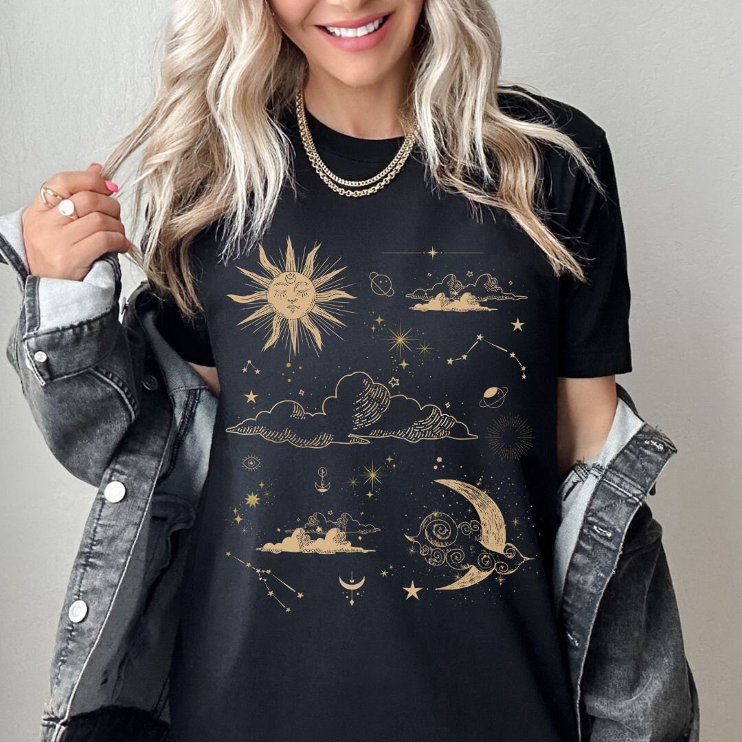 Camiseta de astronomía, Collage celestial, Camiseta de símbolos ...