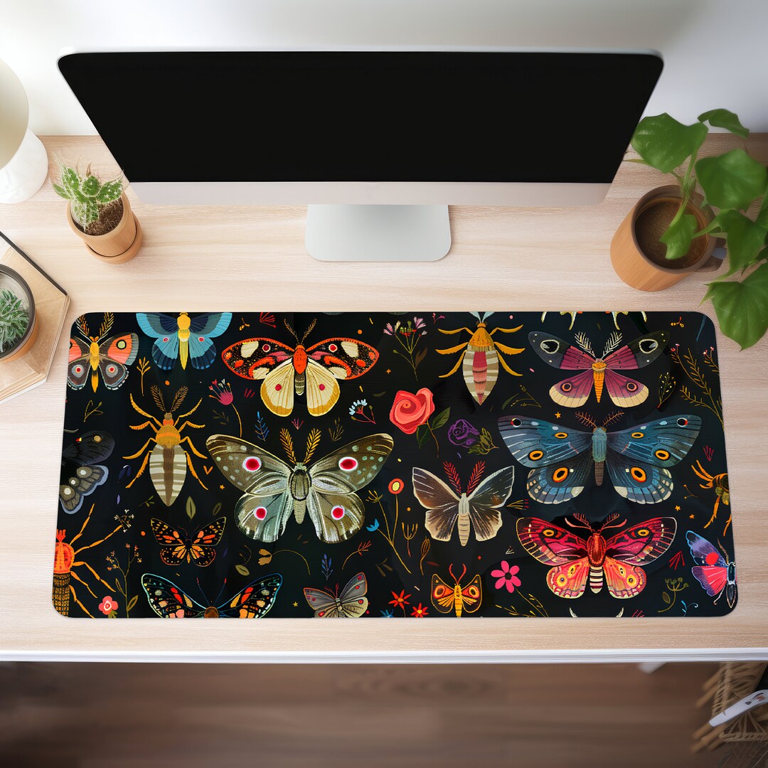 Insects Desk Mat Nature Desk Decor XL Mousepad Forestcore Desk Mat With ...