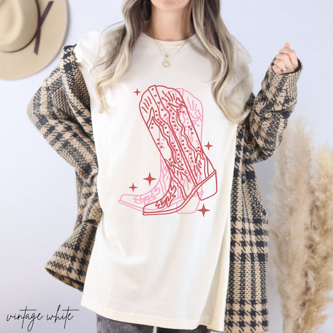Pink Cowboy Boots Shirt Pink Cowgirl Boots Western Cowgirl T-shirt Cute ...