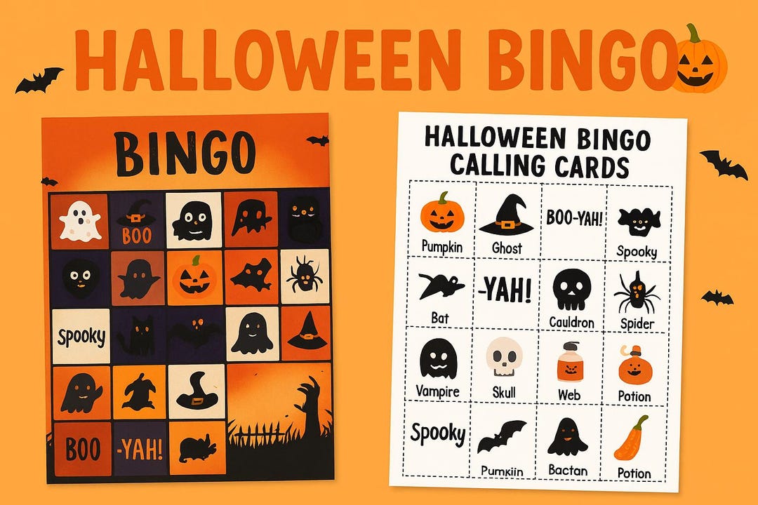 Halloween Bingo Game Printable: 10 Cards, Calling Sheet & Instructions ...