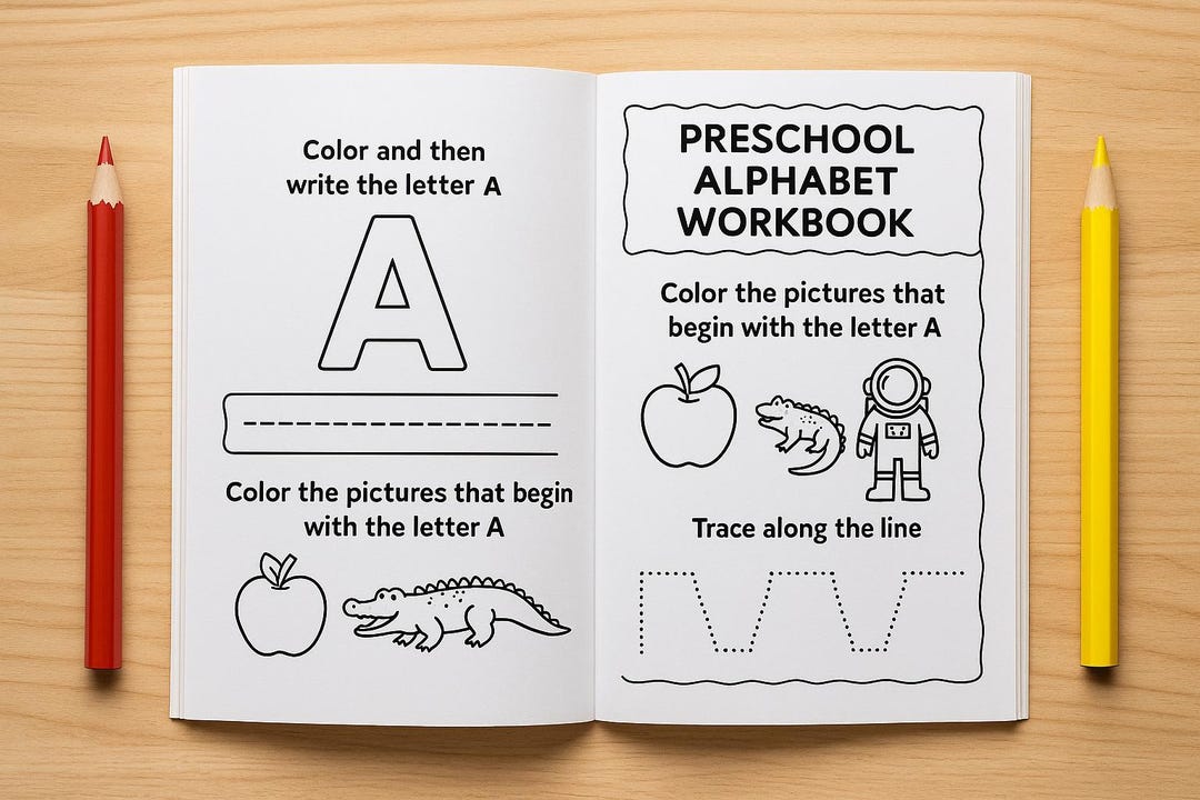 Preschool Alphabet Workbook: Letter Tracing, Coloring & Phonics ...