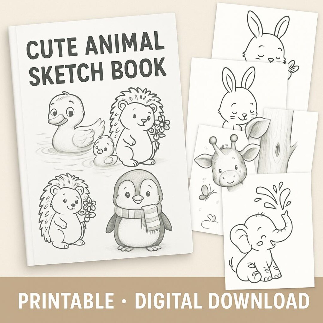 Animal Sketch Book: Hand-drawn Illustrations for Kids (digital Download ...