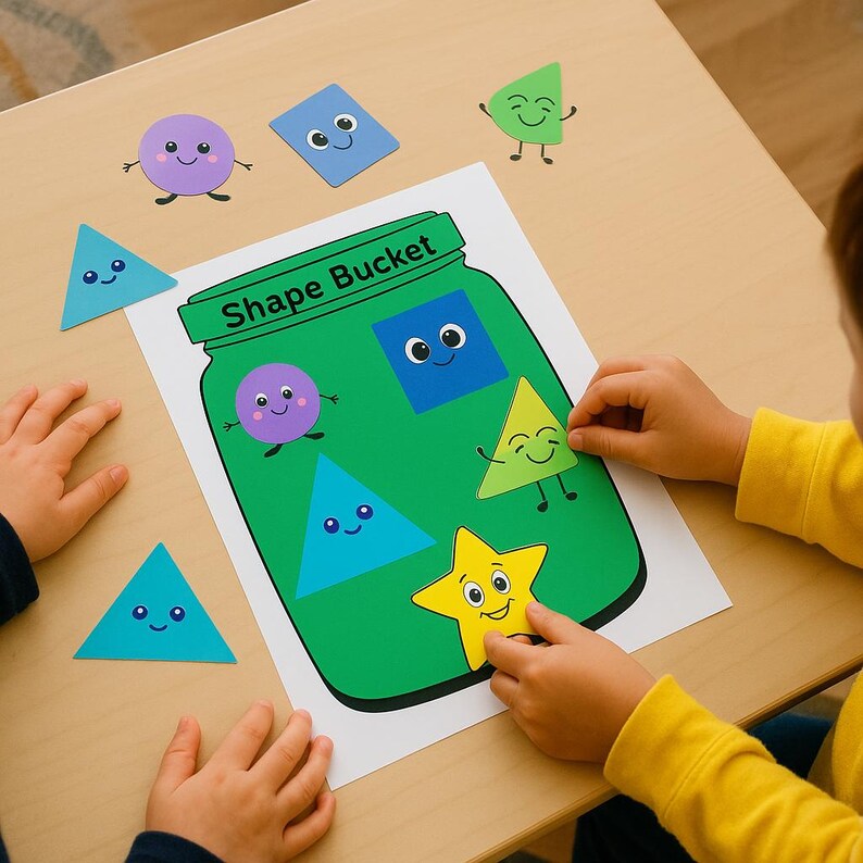 Preschool Sorting Game: Color, Shape, Number & Animal Buckets (PDF) - Etsy