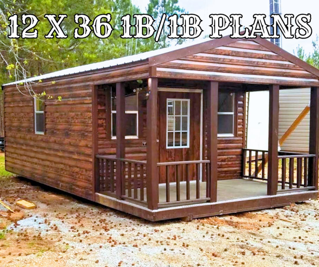 1 Bedroom 1 Bathroom With End Porch 12x36 Tiny House FLOORPLANS - Etsy