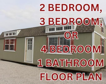 2 Bedroom 1 Bathroom With Side Entrance 16x40 Tiny House FLOORPLAN - Etsy