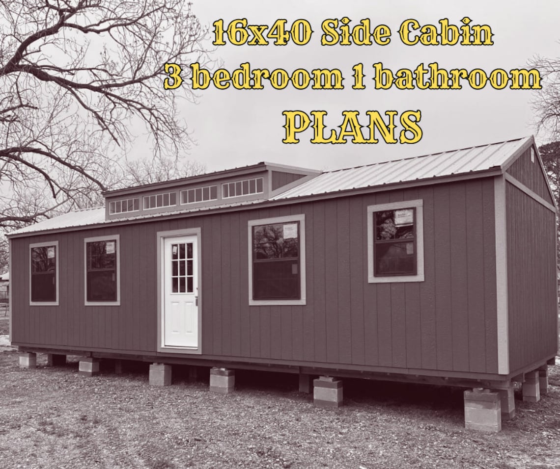 3 Bedroom 1 Bathroom With Side Entrance 16x40 Tiny House FLOORPLAN - Etsy