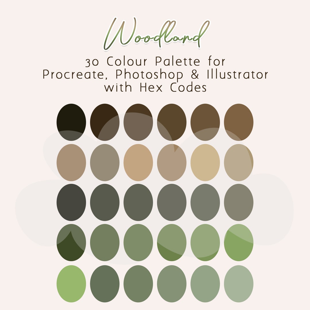 30 Procreate Photoshop & Illustrator Woodland Colour Palette - Etsy