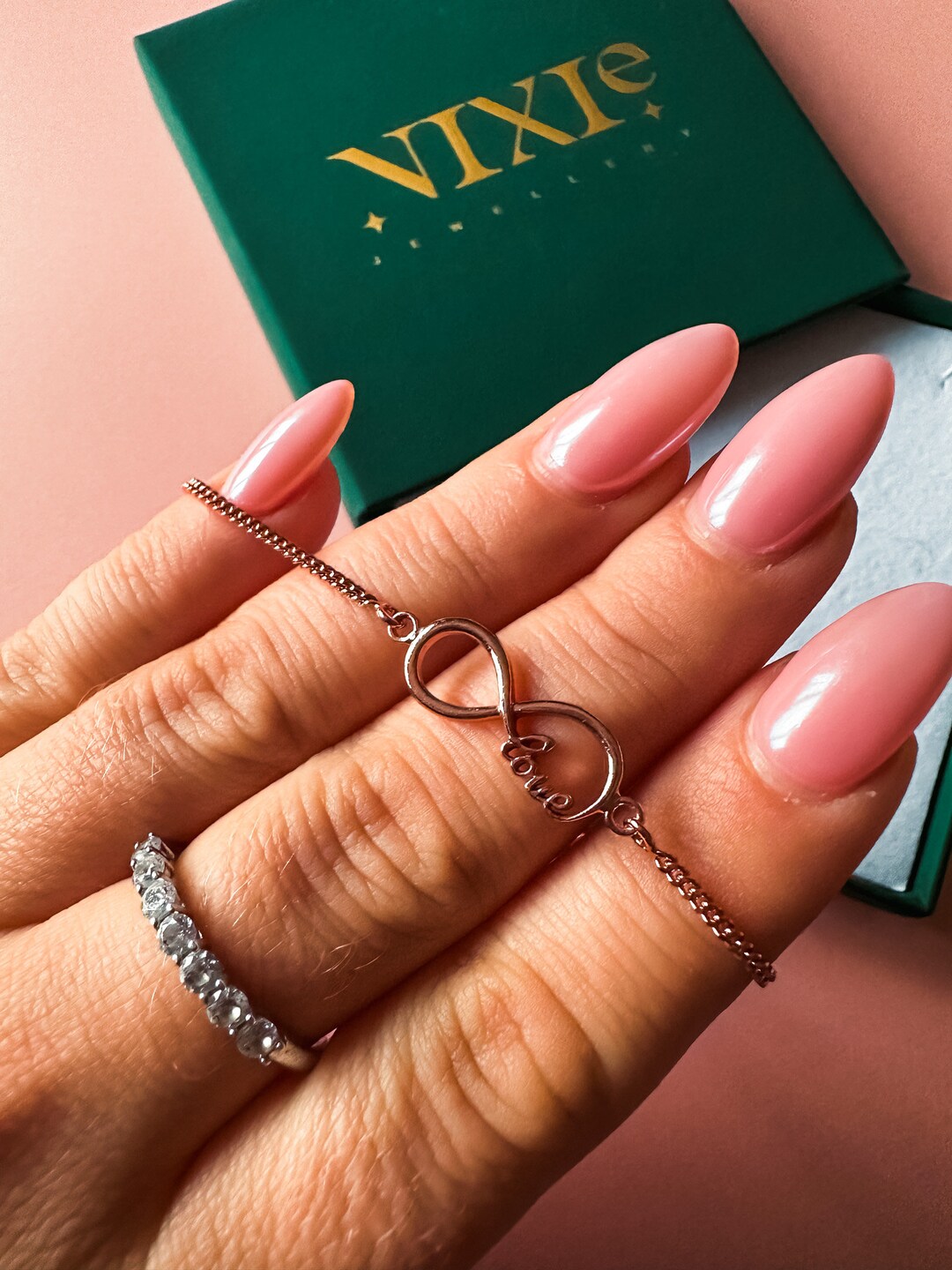 Rose Gold Sterling Silver Infinity Sign Love Bracelet | Rose Gold ...