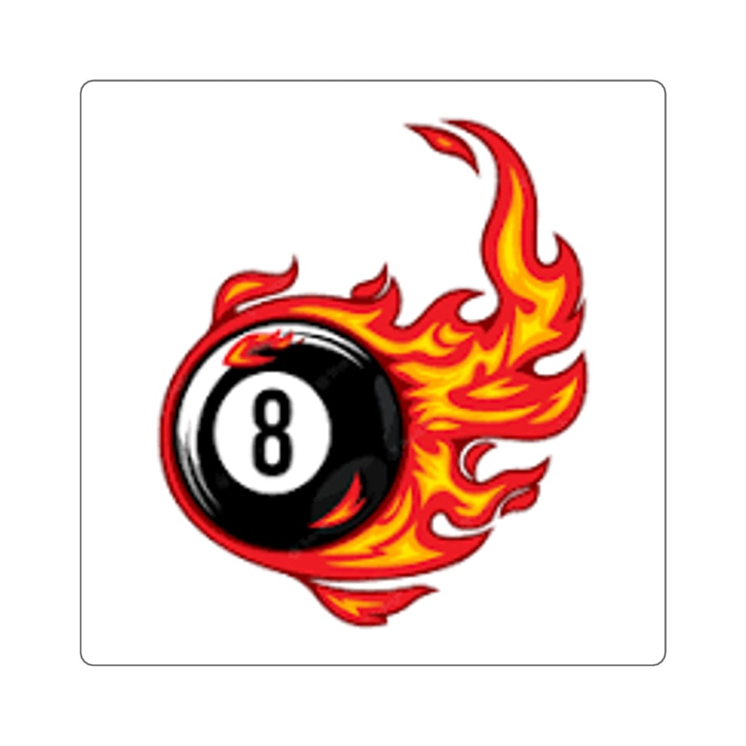 Square Stickers 8 Ball Sticker Pool Games Fire Fun - Etsy