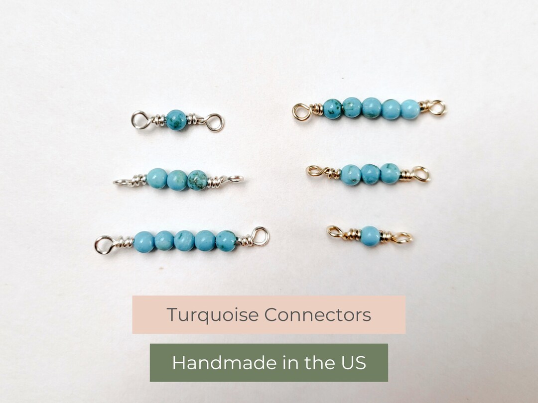 Gemstone Beaded Connector 14k GF | Turquoise | Permanent Jewelry | Bulk ...
