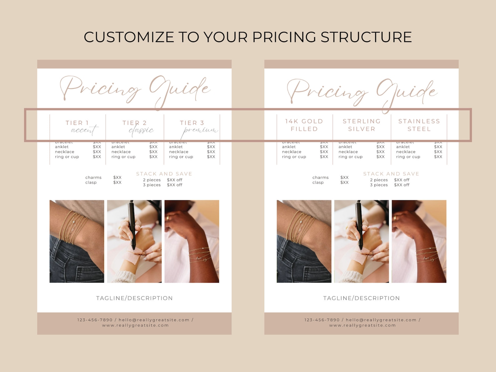 Permanent Jewelry Display Sheets | Permanent Jewelry Price Display ...