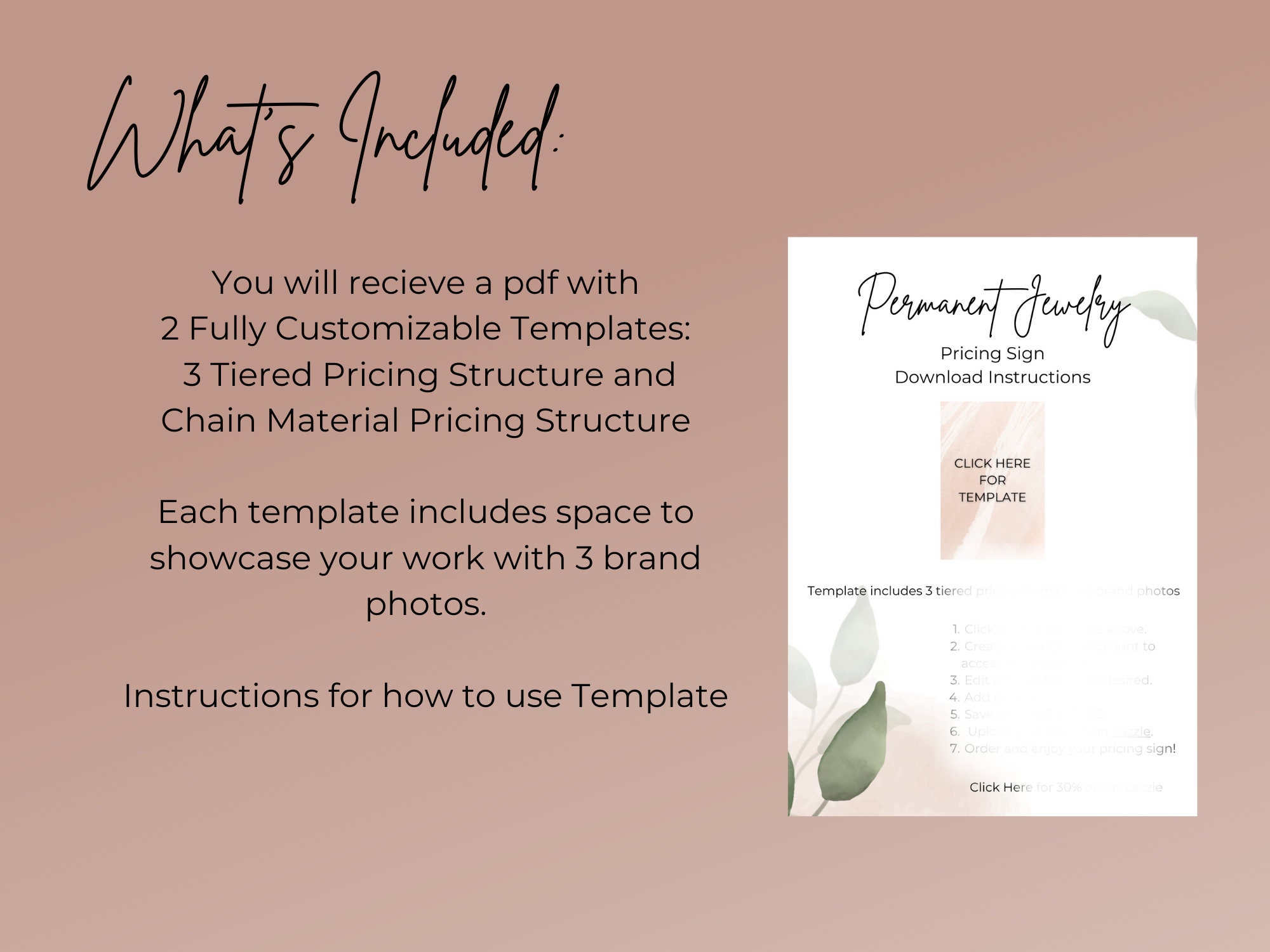 Permanent Jewelry Pricing Sheet | Permanent Jewelry Price Display ...