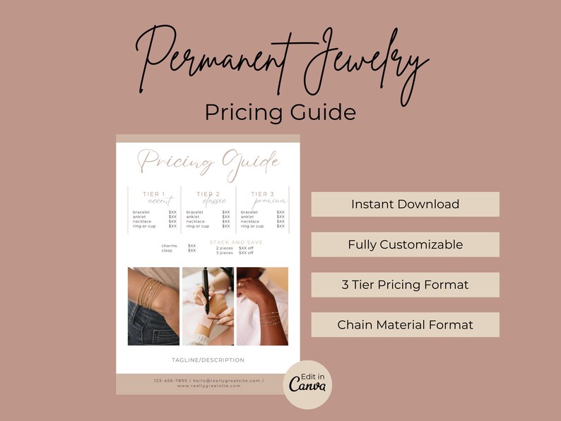Permanent Jewelry Pricing Sheet | Permanent Jewelry Price Display ...
