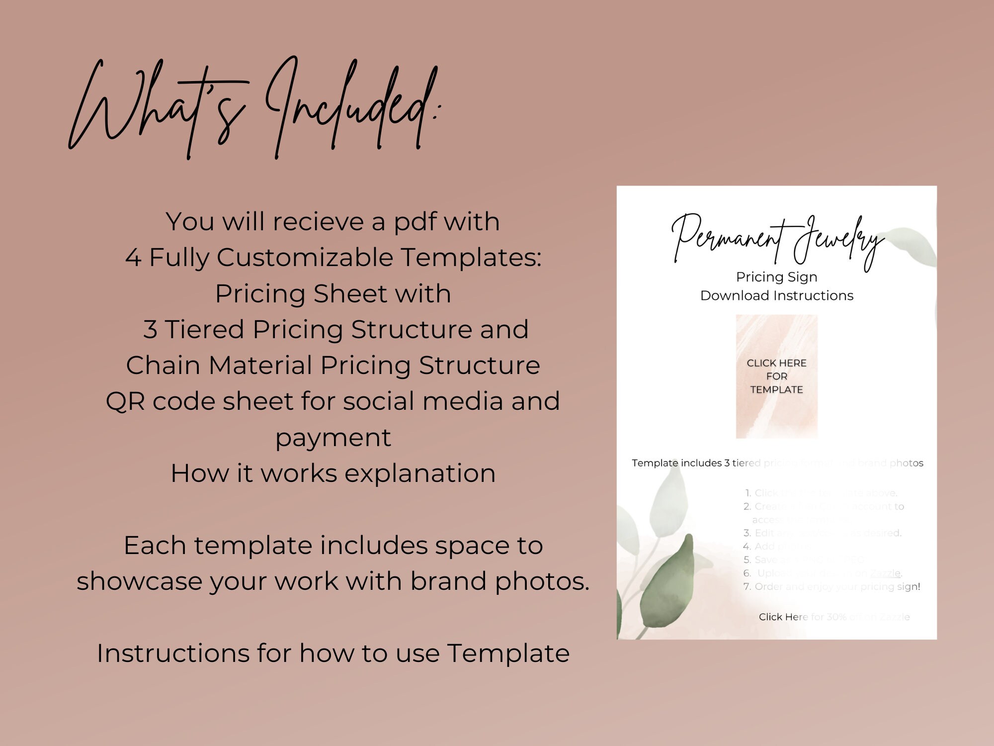 Permanent Jewelry Display Sheets | Permanent Jewelry Price Display ...