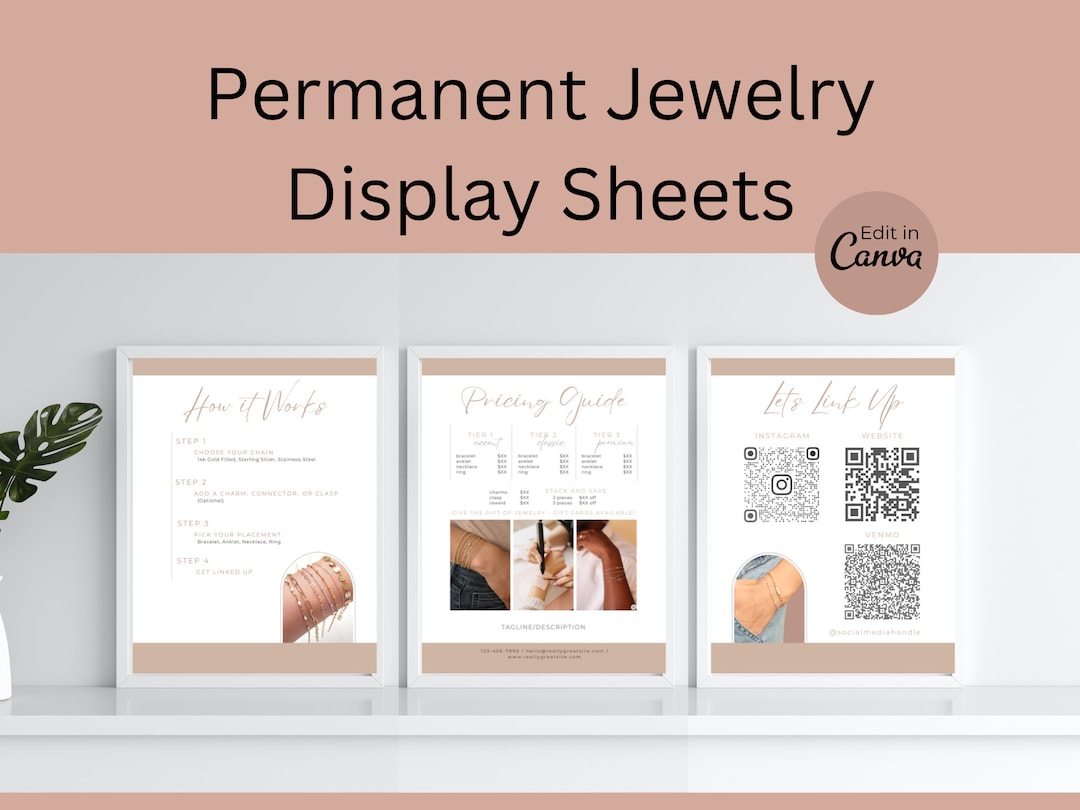 Permanent Jewelry Display Sheets | Permanent Jewelry Price Display ...